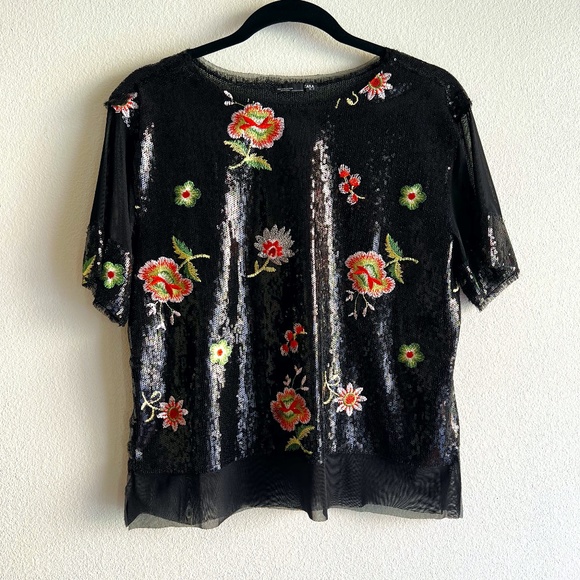Zara | Tops | Zara Sequin Embellished Top | Poshmark